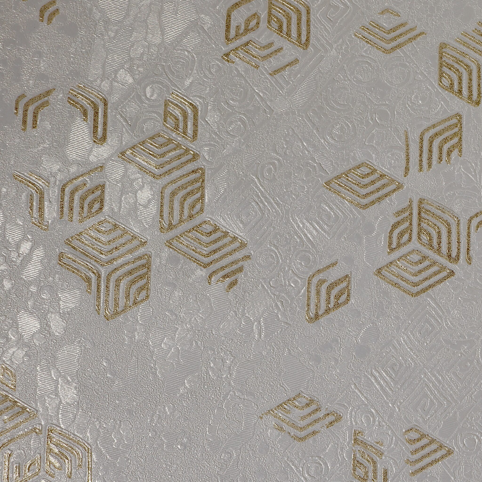 White & Gold Embossed Vinyl Wallpaper – WOD