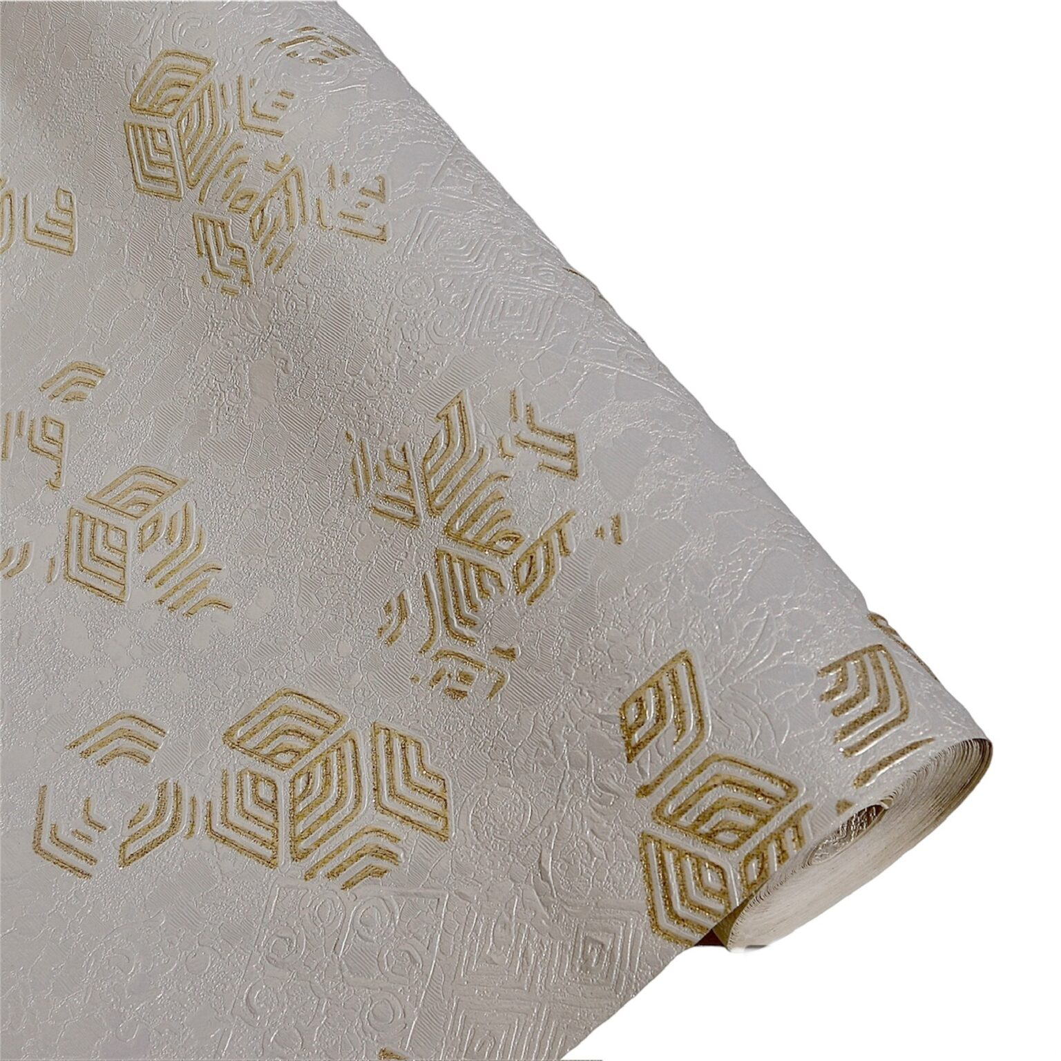 White & Gold Embossed Vinyl Wallpaper – WOD